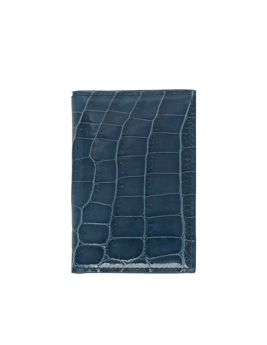 Insignia Blue Crocodile Bi-Fold Card Holder