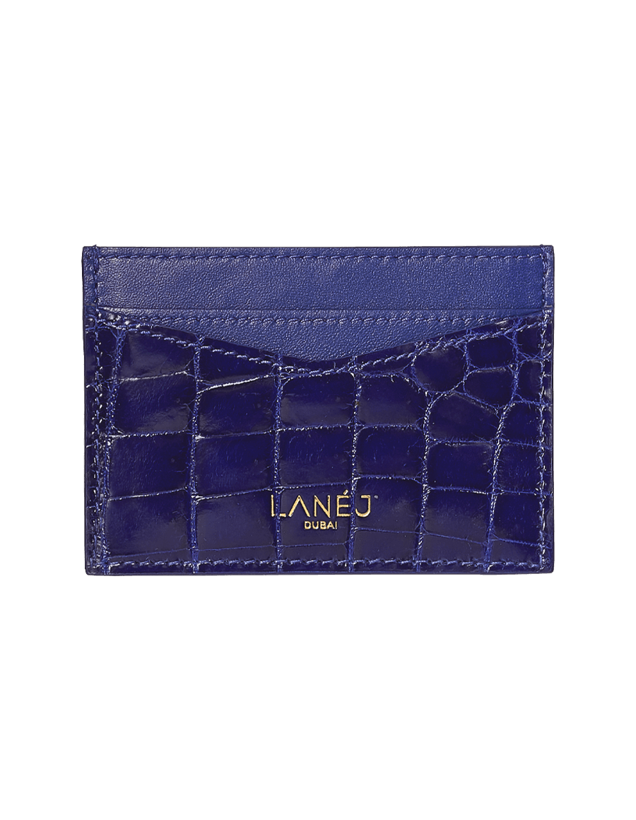 MIDNIGHT BLUE CROCODILE SIGNATURE CARD HOLDER
